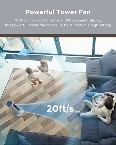 AIRMATE Tower Fan with Remote, 90° Oscillating Bladeless Fan, 42in Silent Standing Fan, 3 Modes 8 Speeds, LED Display Touchpad, 8H Timer Floor Fan for Bedroom Dorm Home Office, Washable & Portable