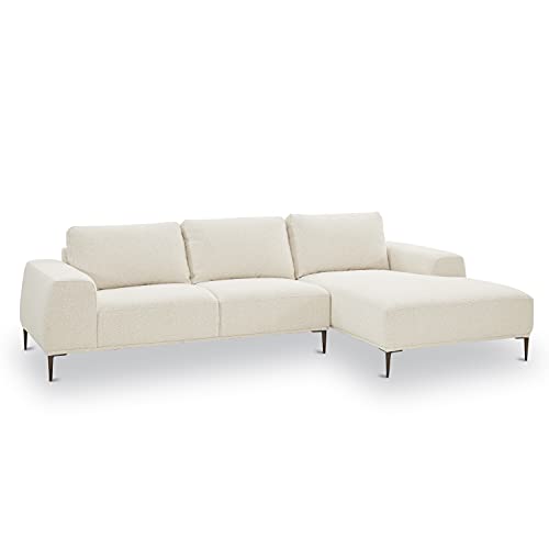 POLY & BARK Rue Right-Facing Sectional Sofa, Crema White Boucle
