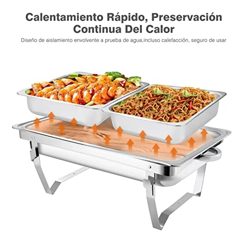 Buffet Warmer Server 2 Tray Chafing Dish Buffet Set Stainless Steel Food Warmer for Hotel Restaurant Parties Wedding Banquet Events