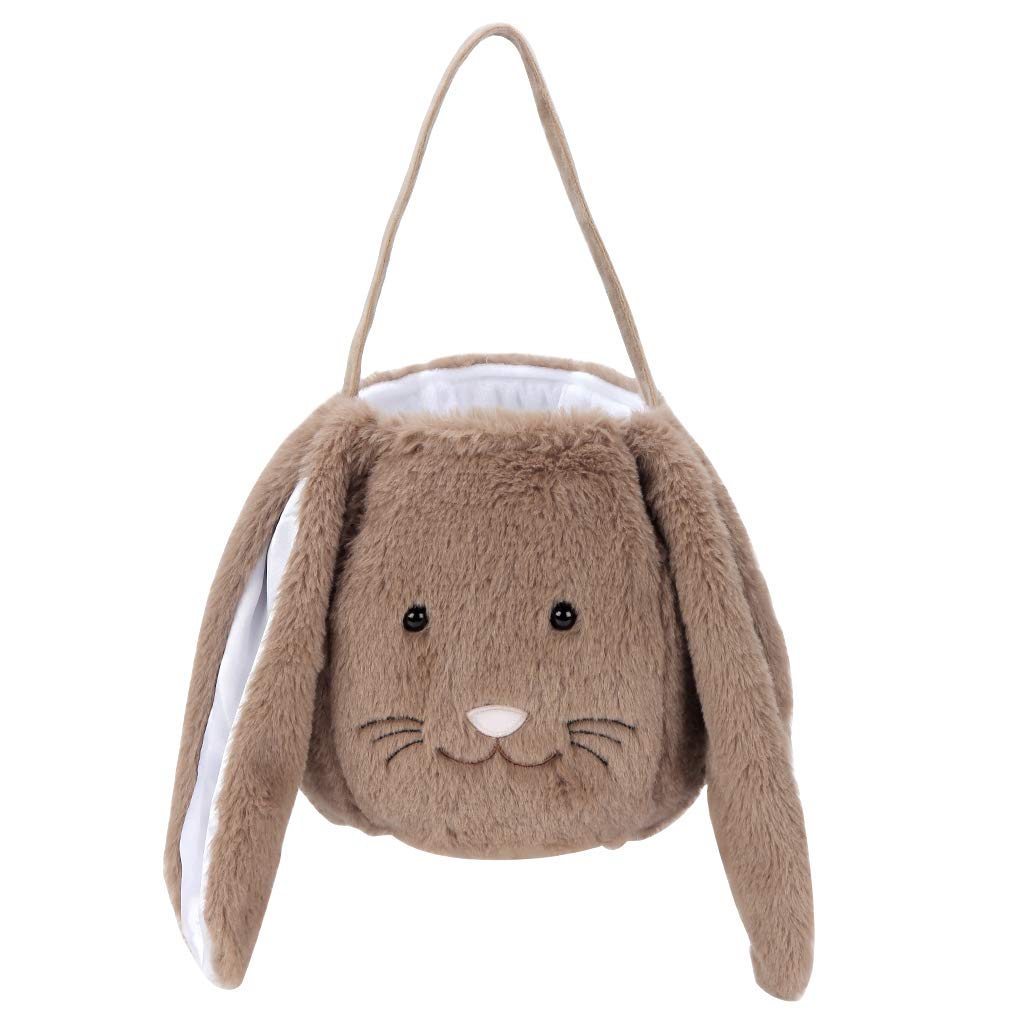 Plush Easter Bunny Basket for Kids Boys Girls Easter Buckets with Long Plush Ear Personalized Egg Hunting Bags,Bunny Kids Easter Tote Bags for Easter Decorations Candy…