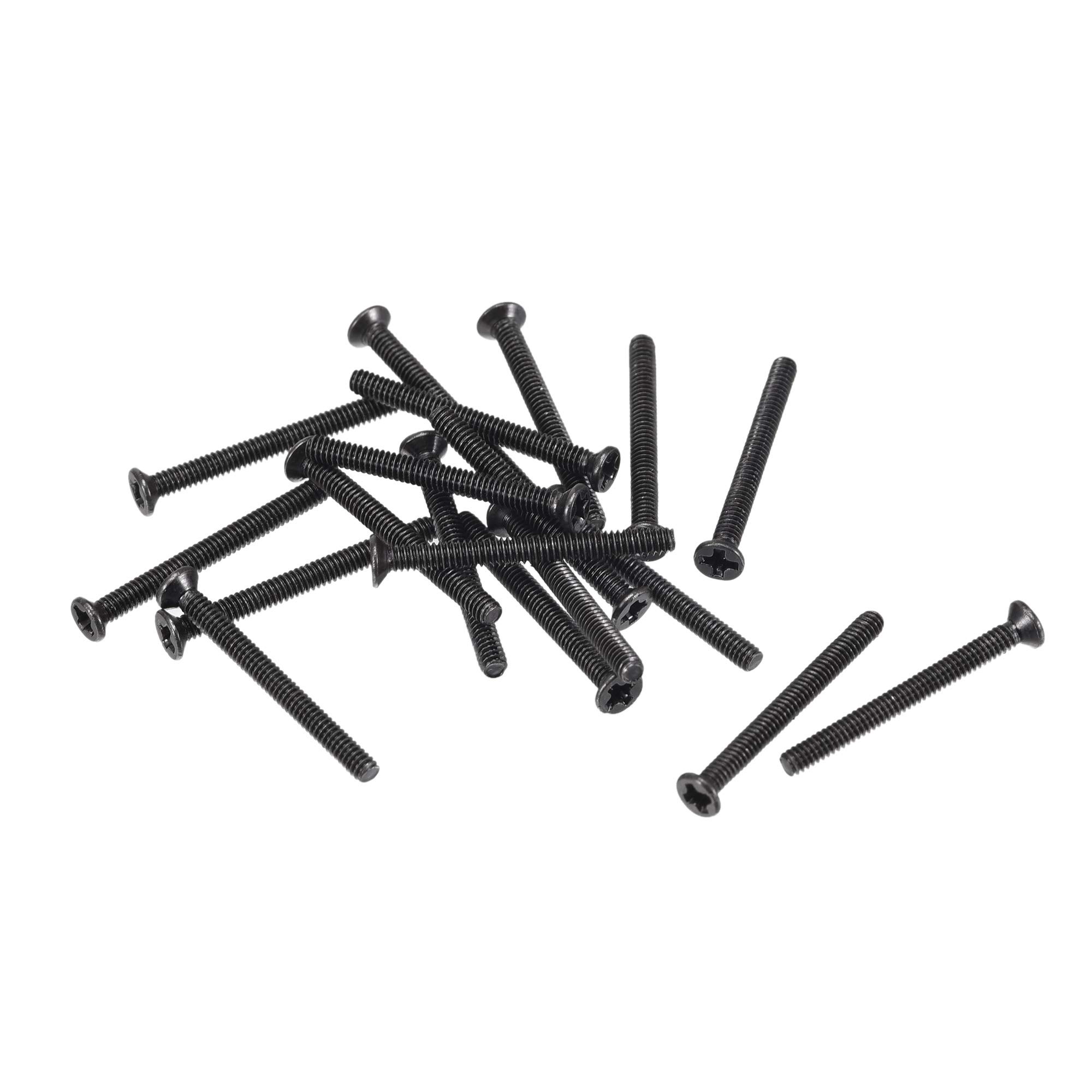 uxcell M2 x 20mm Phillips Screws Fastener Black for Laptop PC TV Fan Switch 500pcs