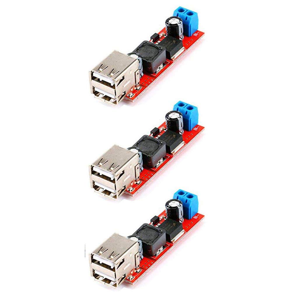 3Pcs DC to DC Voltage Regulator Step Down Power Supply Buck Converter Module 6-40V to 5V 3A Dual USB Port Output