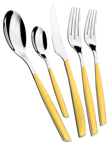 BUGATTI ITALY Glamour 5 Piece Place Setting flatware cutlery set (Yellow)