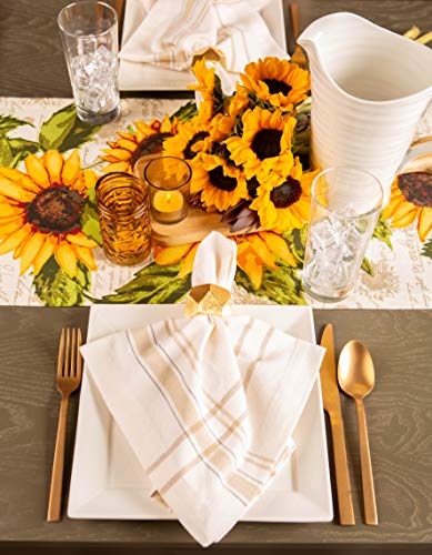 DII Table Top Décor Collection Spring & Summer Table Runner, 14x72, Rustic Sunflowers Print