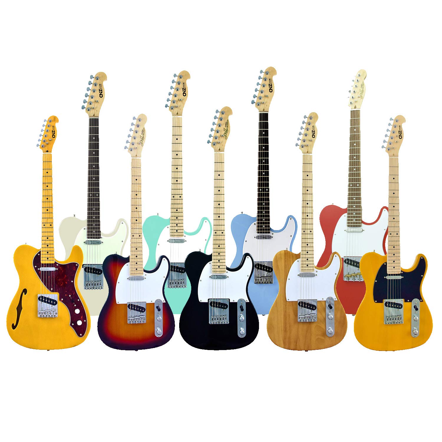 CNZ Audio Thinline TL Electric Guitar - Left Handed - Butterscotch Blonde Finish, Semi-Hollow Body, Amber Maple Gloss Neck and Fingerboard