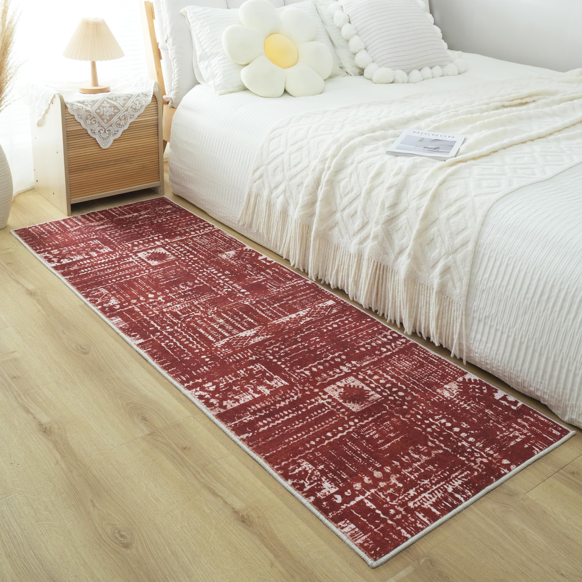 Rugcomf Runner Rug for Hallways Kitchen Runner Rug Non Slip 2'x 6' Washable Runner Rugs with Rubber Backing Soft Carpet for Hallways, Kitchen, Laundry, Bedroom, Bathroom(Terracotta)