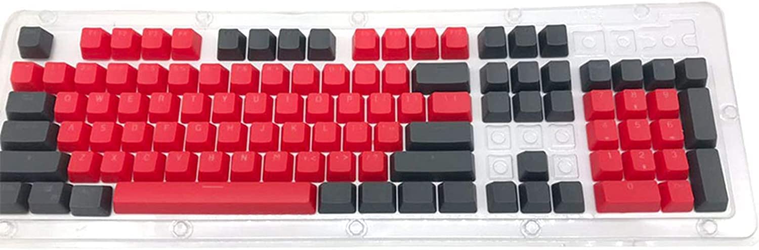 Meideli 104Pcs Gaming Keyboard Caps, Universal Keycaps for Mechanical Keyboard, ABS Backlight Wear-Resistant Key Caps Replacement Keyboard Accessories Black Red