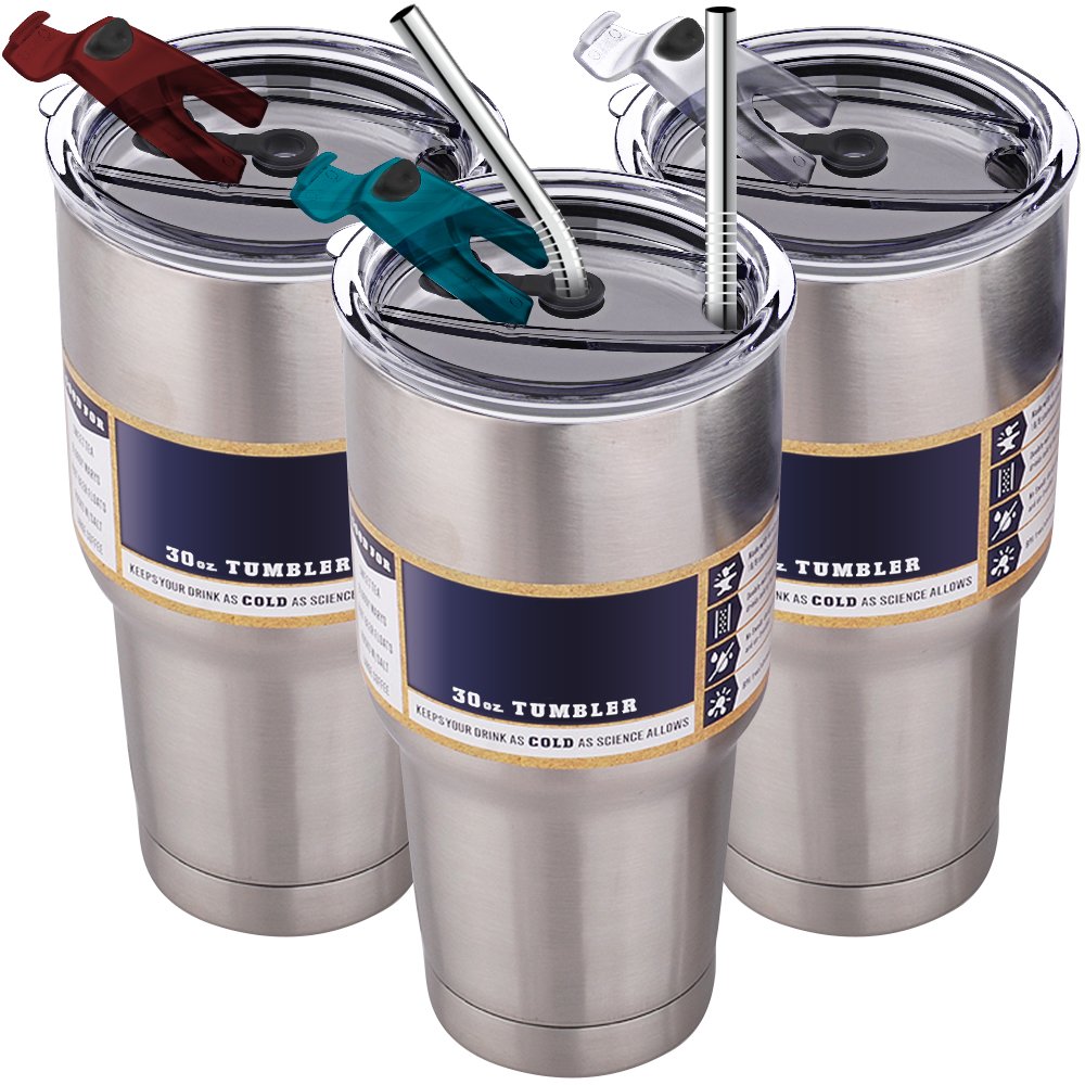 30 oz Tumbler Lids, Fits for 30Oz YETI Rambler, Ozark Trail, Old Style Rtic and More, SENHAI 3 Pack Spill-proof Splash Resistant Lids Covers for 30 Ounce Tumblers Cups