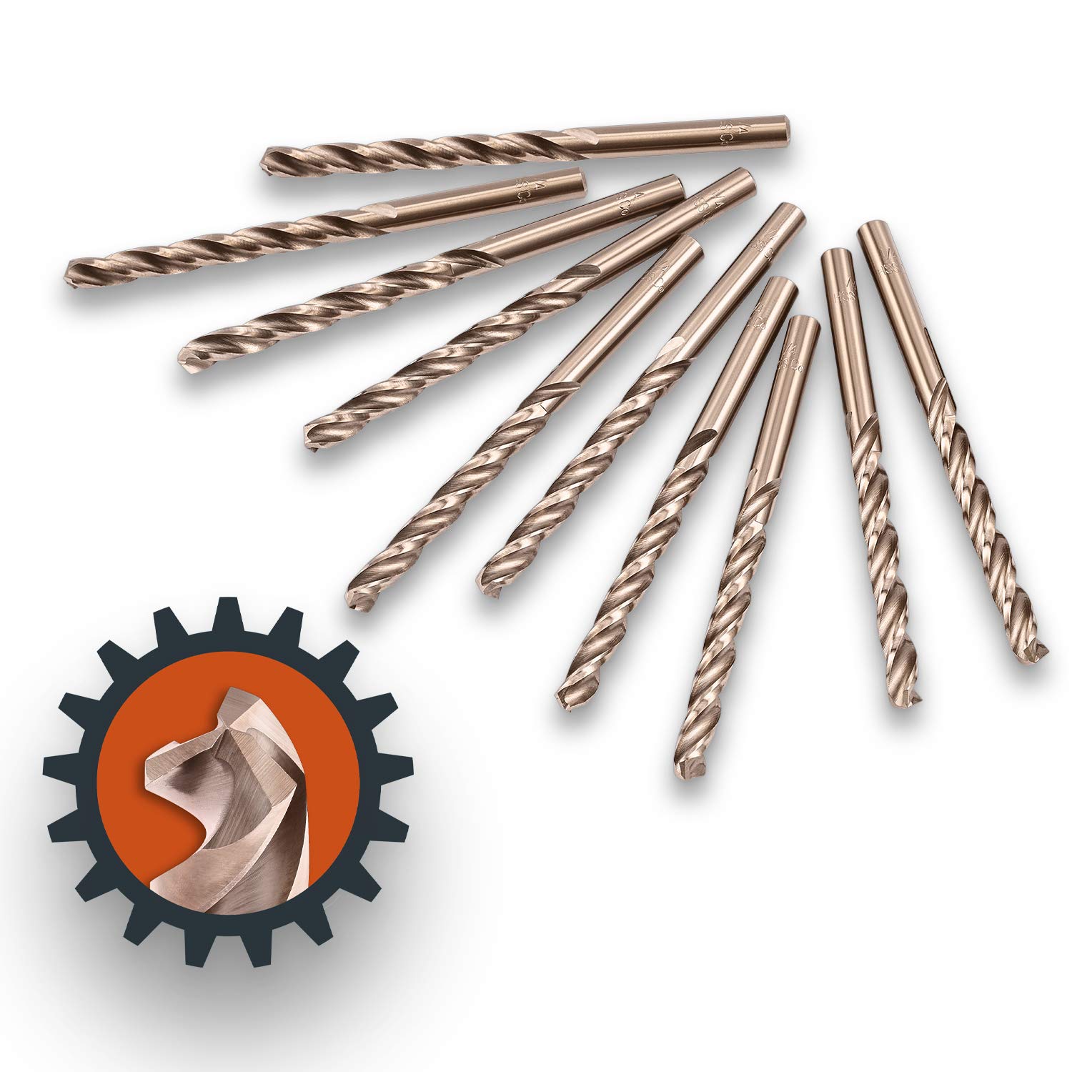 Lichamp 1/4" HSS Cobalt Drill Bits 10PCS with Three Flute for Hard Metal, Hardened Stainless Steel and Cast Iron