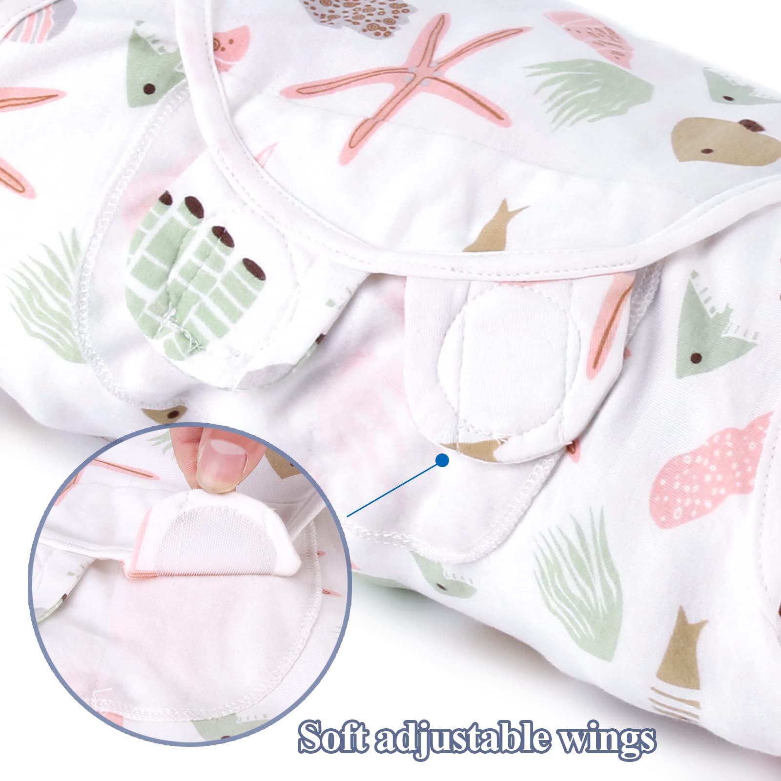 3 Pack Baby Swaddle Blanket, Adjustable 100% Organic Cotton Newborn Swaddle Sleep Sacks, Infant Swaddle Wrap Helps Prevent Startle Reflex(0-3 Months)