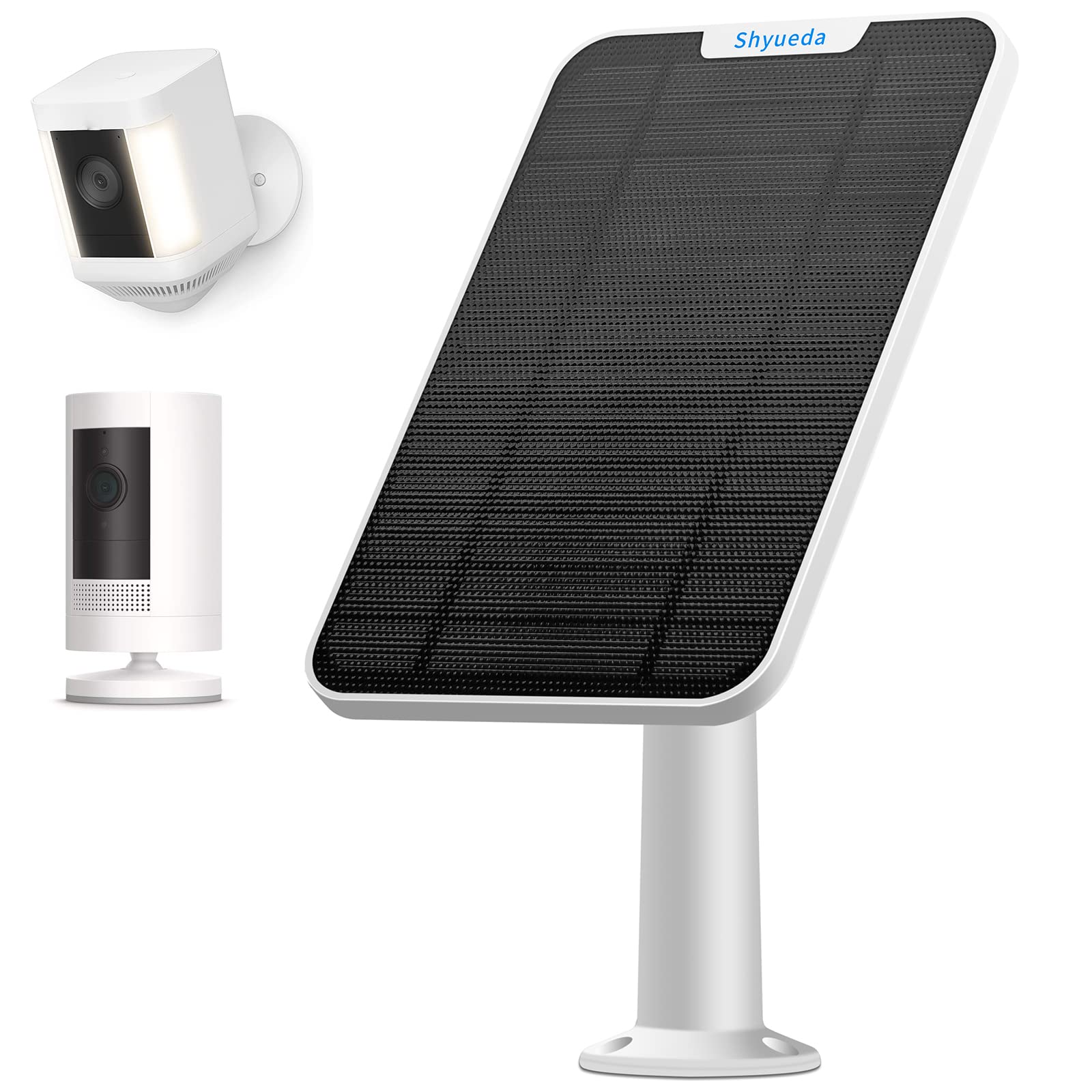 4W Solar Panel Charging Compatible with Stick Up Cam 2nd & 3rd Gen & Spotlight Cam Battery,3.5mm DC Plug to Device,IP65 Weatherproof,Includes Secure Wall Mount(White) (1)