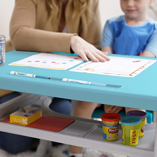 ECR4Kids Toddler Plus Desk and Chair, Kids Furniture, Cyan/Light Grey