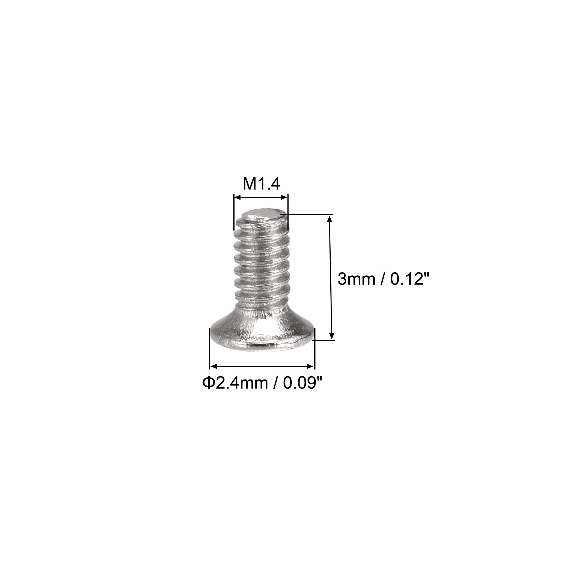uxcell M1.4 x 3mm Phillips Screw Fastener Silver Tone for Laptop PC TV Fan Switch 500pcs