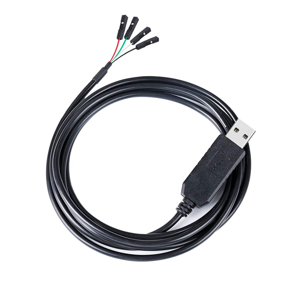 DTech USB to TTL Serial 3.3V Adapter Cable TX RX Signal 4 Pin 0.1 inch Pitch Female Socket PL2303 Prolific Chip Windows 10 8 7 XP Vista (6ft, Black)