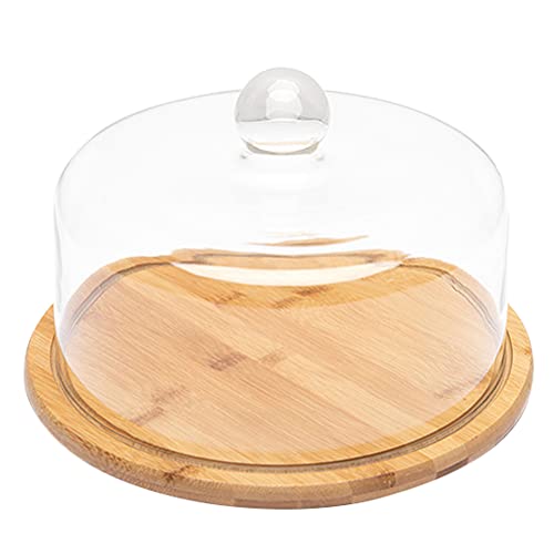 Cake Stand with Dome, Display Cake Stand Serving Platter Snack Tray Round Dessert Plate Tray for Baking Wedding Party (21 * 21 * 15.7cm)