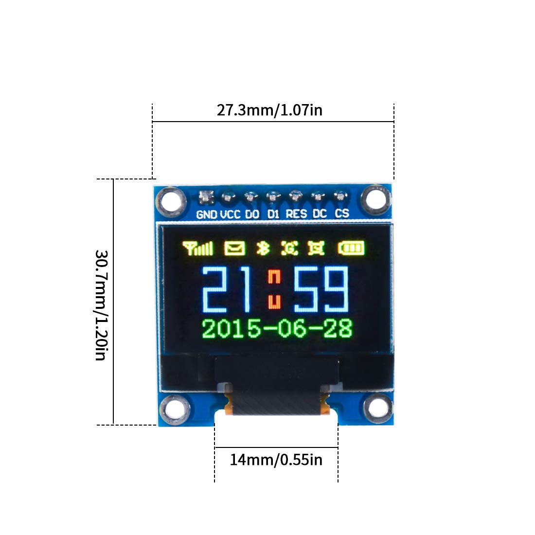 UMLIFE 0.96" 7 Pin SPI 128x64 OLED Display Module, 6PCS 0.96 Inch SSD1306 LCD Display Module 12864 Characters DC3-5V for 51 STM32 for Arduino