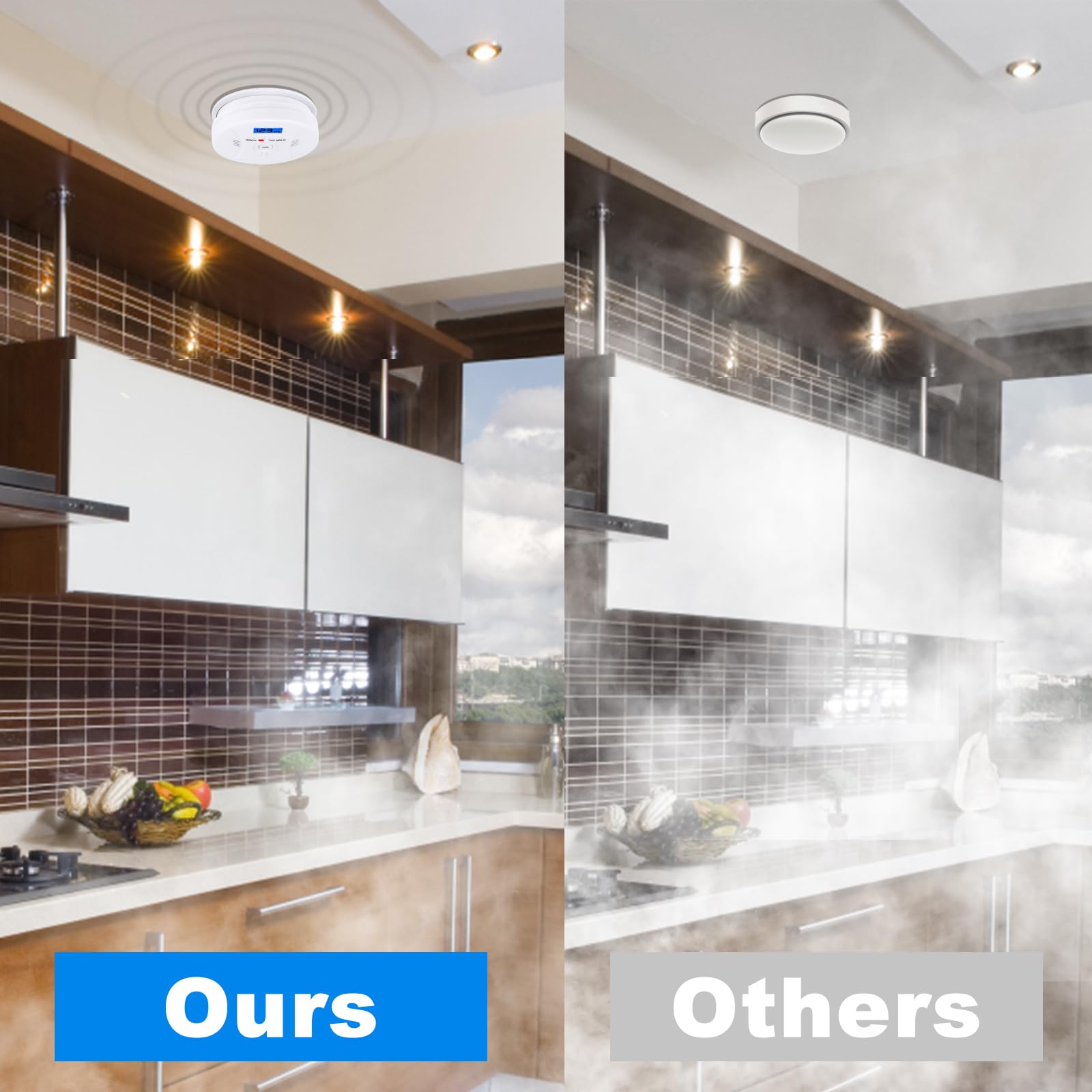 3-Pack Carbon Monoxide Detectors,Smoke Detector,2 in 1 CO & Smoke Alarm,Smoke Combination CO Alarm,Fire CO for Alarm for Home and Kitchen,LED Screen, CO Carbon Monoxide & Smoke Alarm,3-Pack