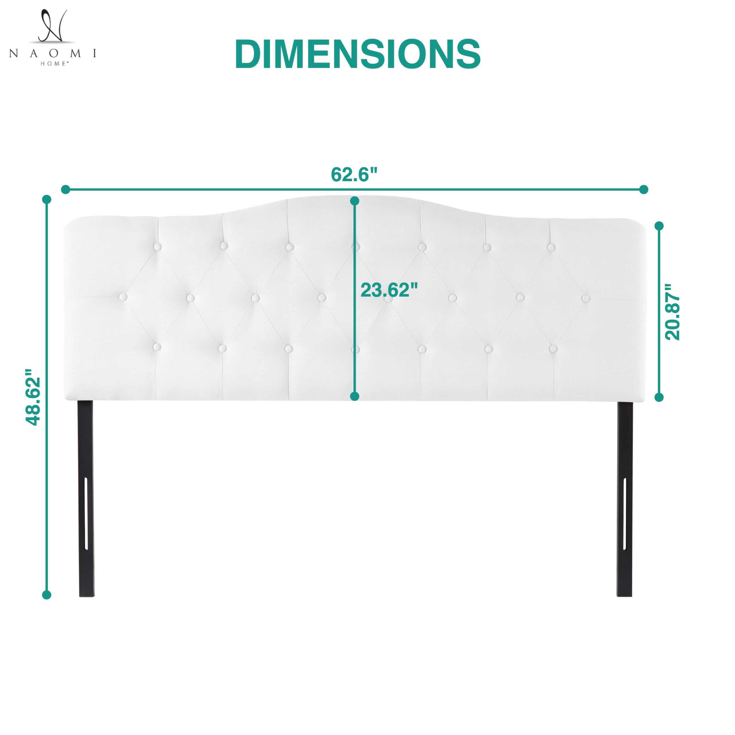 Cassandra Headboards for Queen Size Bed, Upholstered Button Tufted Bed Headboard, 12 Adjustable Positions Queen Headboard Only, Wall Mounted Headboard, Bed Backboard Linen Fabric Head Board, White