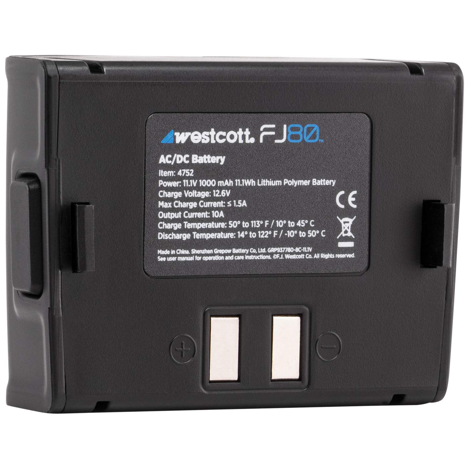 Westcott FJ80 Lithium Polymer Rechargeable Battery - DC 11.1V 1000mAh 11Wh 400+ Full Power Flashes and 300+Battery Cycles