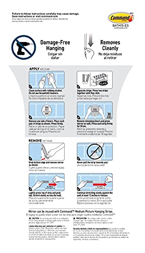 Command Fog Resistant Mirror, 1-Mirror, 2-Water-Resistant Strips (BATH15-ES), Organize Damage-Free
