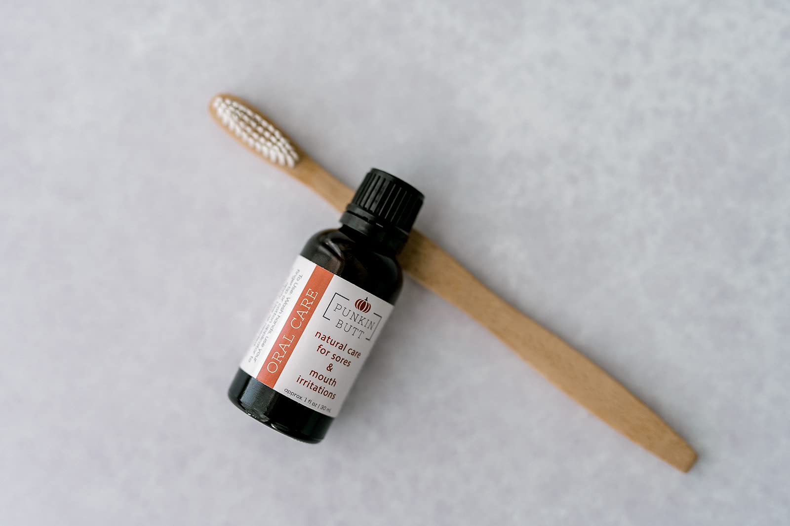 Punkin Butt Oral Care 1 oz Glass Bottle. Chamomile, Clove, Peppermint. Natural, Safe, Effective; Cruelty-Free, Vegan, use as Often as Needed.