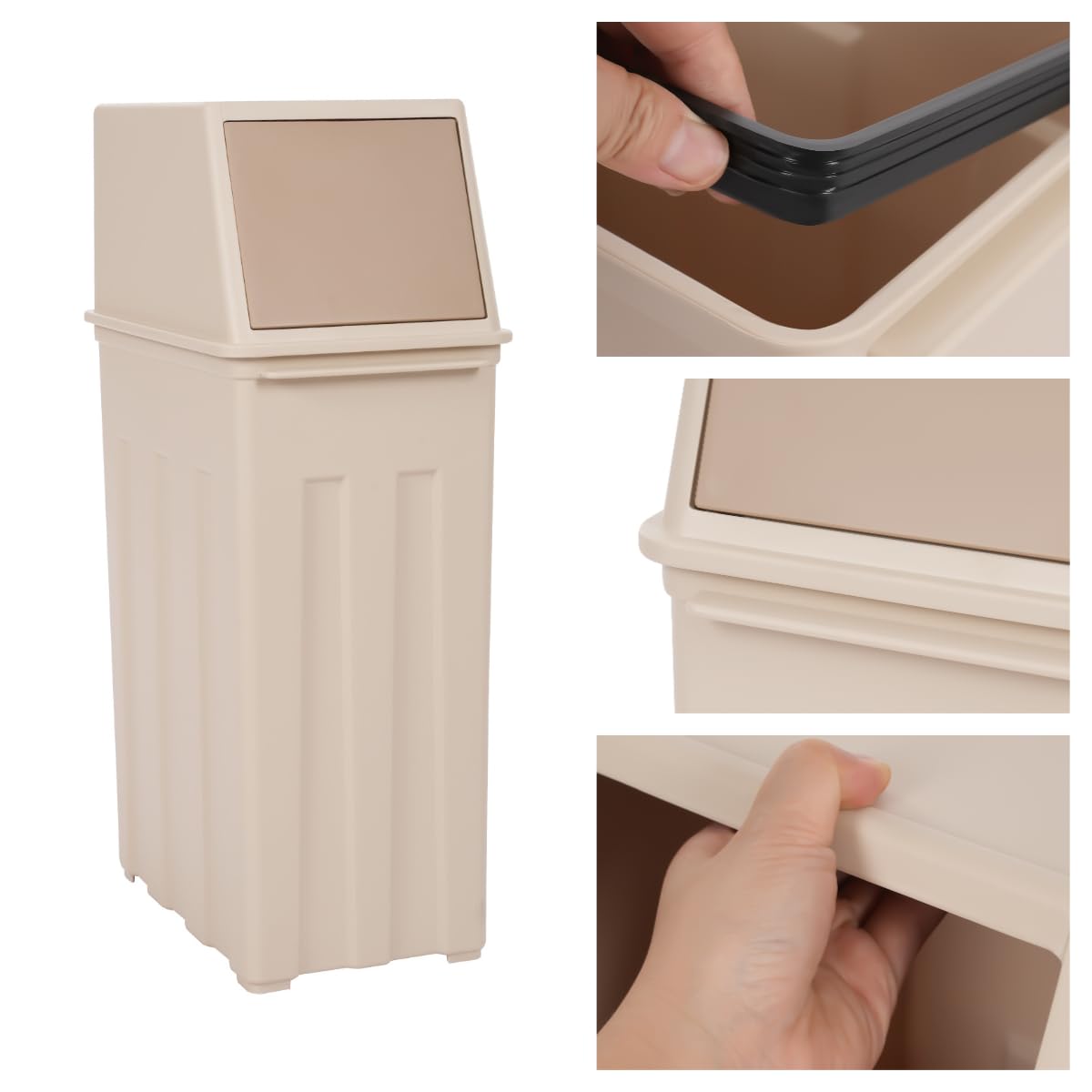 8 Gal Trash Can Tall & Narrow Trash Bin for Kitchen Slim Trash Can with Lid Floor Standing Swing Door Waste Basket, 7.48 x 11.81 x 24.61in