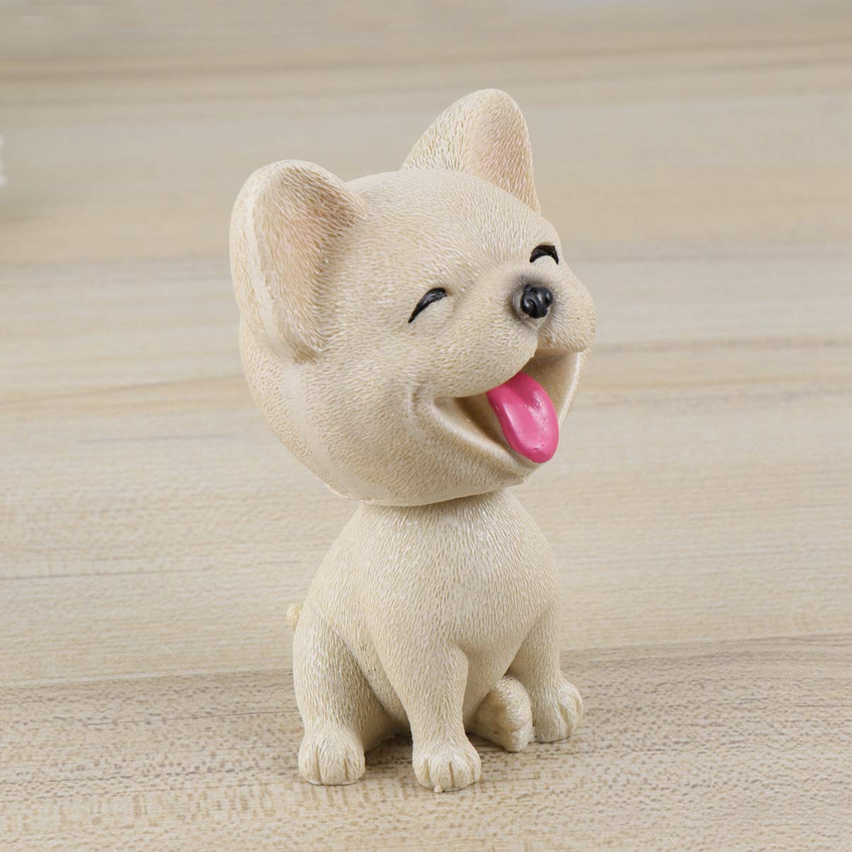 Amosfun Dashboard Nodding Heads Bobble Head French Bulldog Dog Car Dash Puppy Simulation for Car Vehicle Cake Decoration Decor Home Decorative