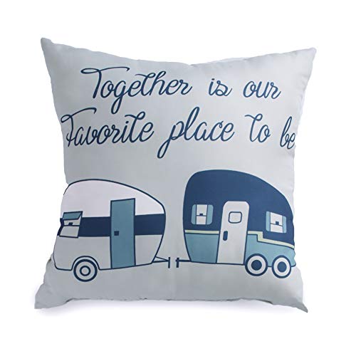 The Lakeside Collection Our Favorite Place is Together 16" Accent Pillow with Camper Motif
