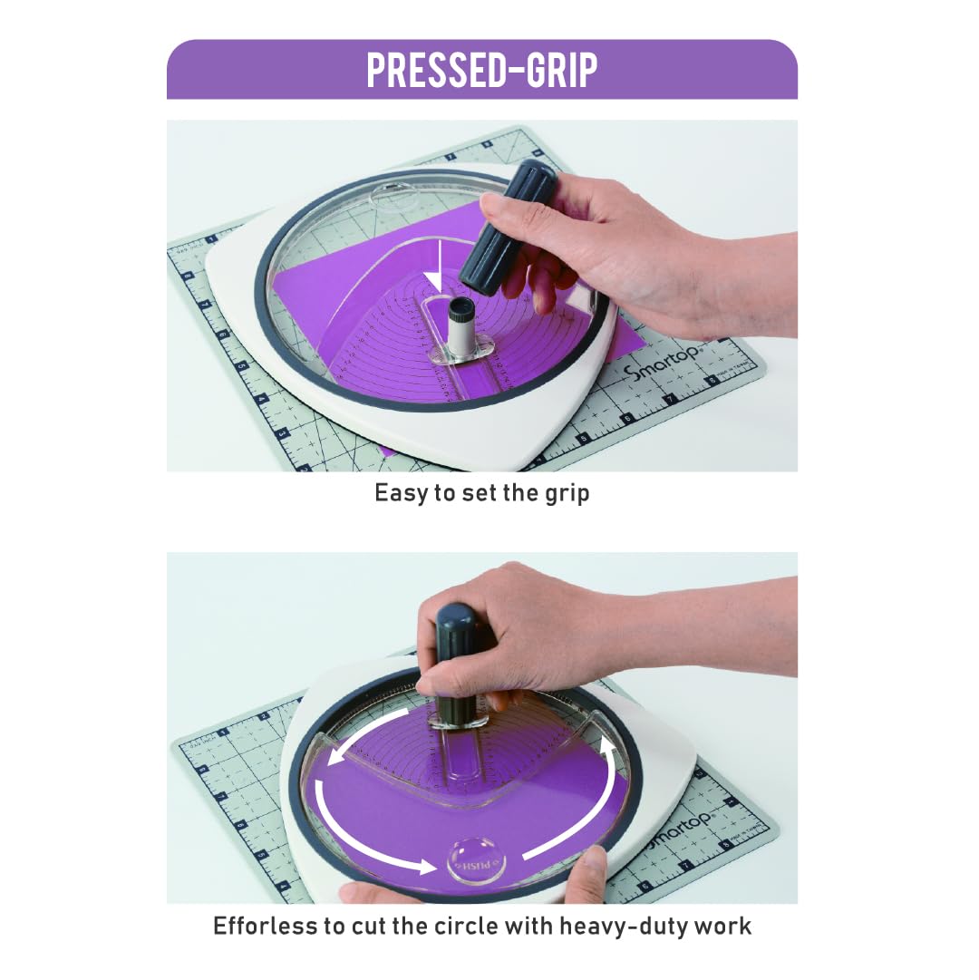 SMARTOP circle paper cutter with sticky mat, 3 Replaceable blades for scrapbooking paper crafts, art DIY, adjustable Circle Cutter