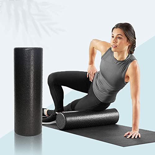 3Sizes Pilates Foam Roller Black Yoga Foam Roller Exercise Equipment Massage Roller Body for Women Men,45cm