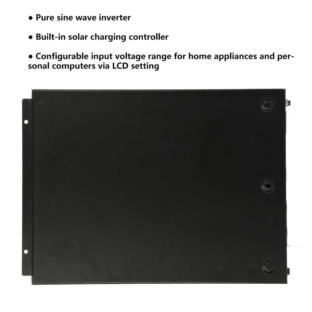 3KVA 2400W 24V 50A High Frequency Hybrid Pure Sine Inverter Built in Solar Controller for Off-Grid or Remote Areas, Battery Charger Power Supply Multi-Function Hybrid Inverter