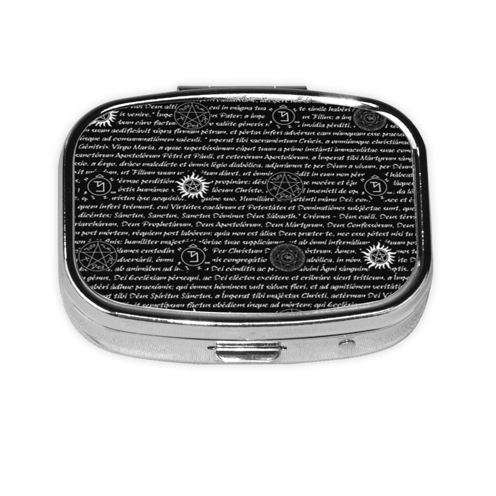 2.2x1.6x0.7 in Small Square Pill Box Supernatural Inspiration Pill Case Purse & Pocket Medicine Organizer Pill Container Pill Holder for Compact Portable Vitamin Case Fish Oil and Supplements