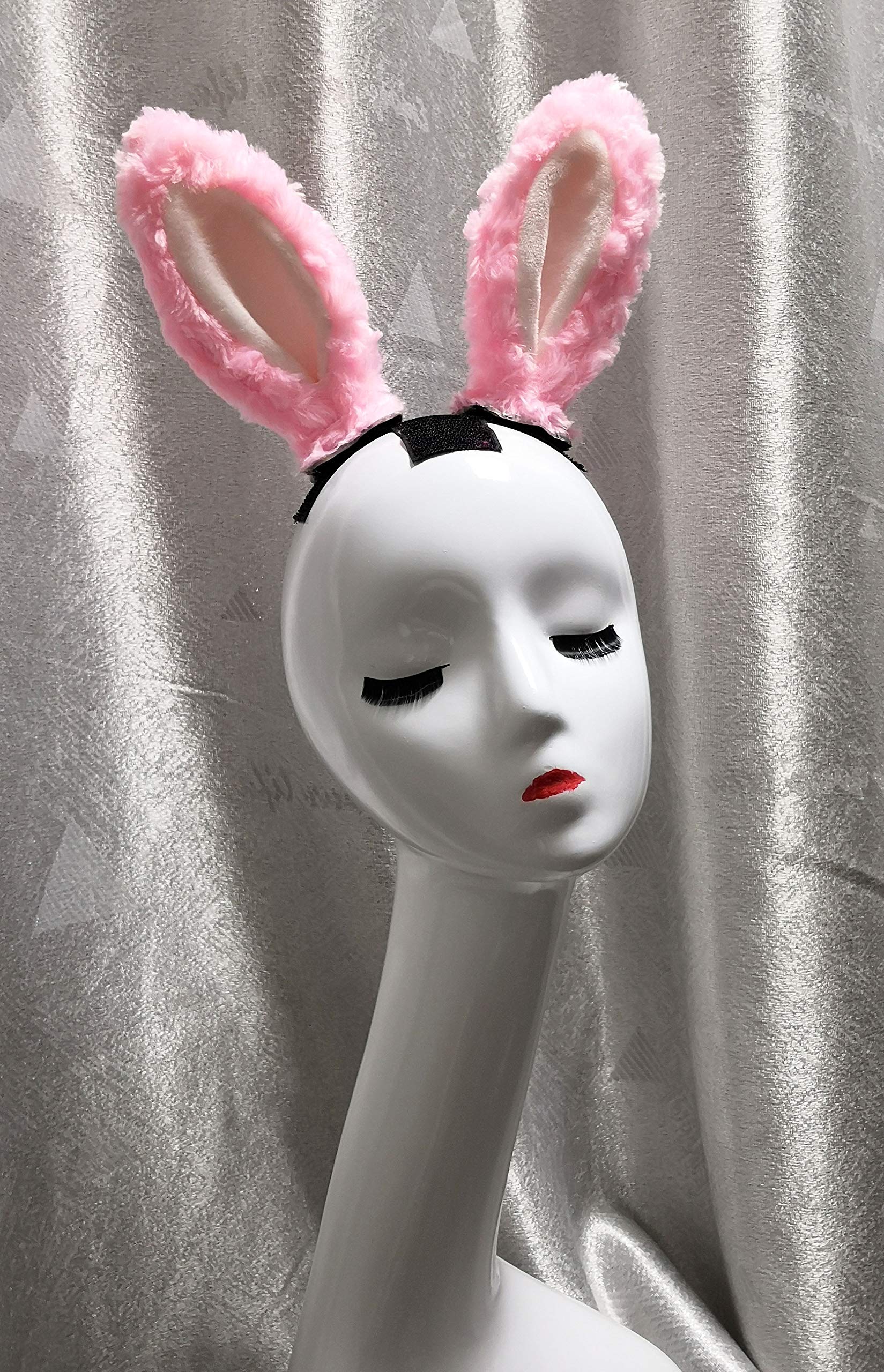3T-SISTER Helmet Bunny Ear Women Girls Plush Rabbit Ear for Motorcycle Bicycle Ski Helmets Halloween Party Cosplay Wig Helmet Accessory Decorations Velcro Reusable Design (Pink) 2PCS