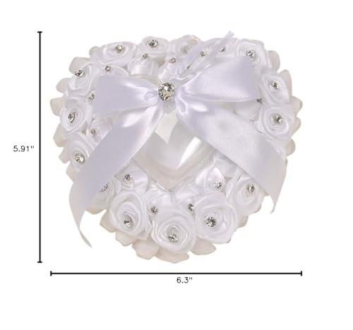 Amosfun Ring Bearer Heart Shape Bride Ring Cushion Ring Pillow for Wedding Engagement Ceremony Supplies
