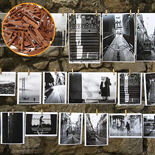 Millennial Essentials Mini Natural Wooden Clothespins, 60pcs, 1.4 Inch Photo Paper Peg Pin Craft Clips for Scrapbooking, Arts & Crafts, Hanging Photos (60pc Rustic Brown)
