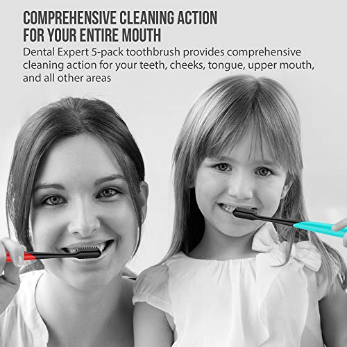Charcoal Black Toothbrush [Gentle Soft] Slim Teeth Head Whitening Brush for Adults & Children [Family Pack] - Ultra Soft Medium Tip Bristles
