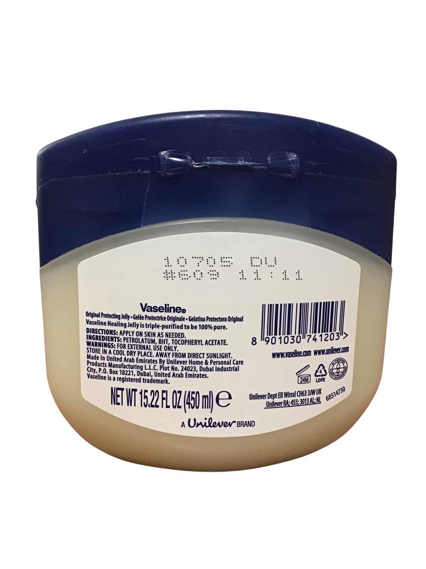 Vaseline Pure Petroleum Jelly, Original 15.22 Oz - 450 ml