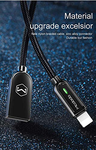 mcdodo Power Off/On Smart LED Auto Disconnect and Auto Recharge Nylon Braided Sync Charge USB Data 6FT/1.8M Cable Compatible with Phone 14/13/12/11 Pro Max List Below (Black, 6FT/1.8M)