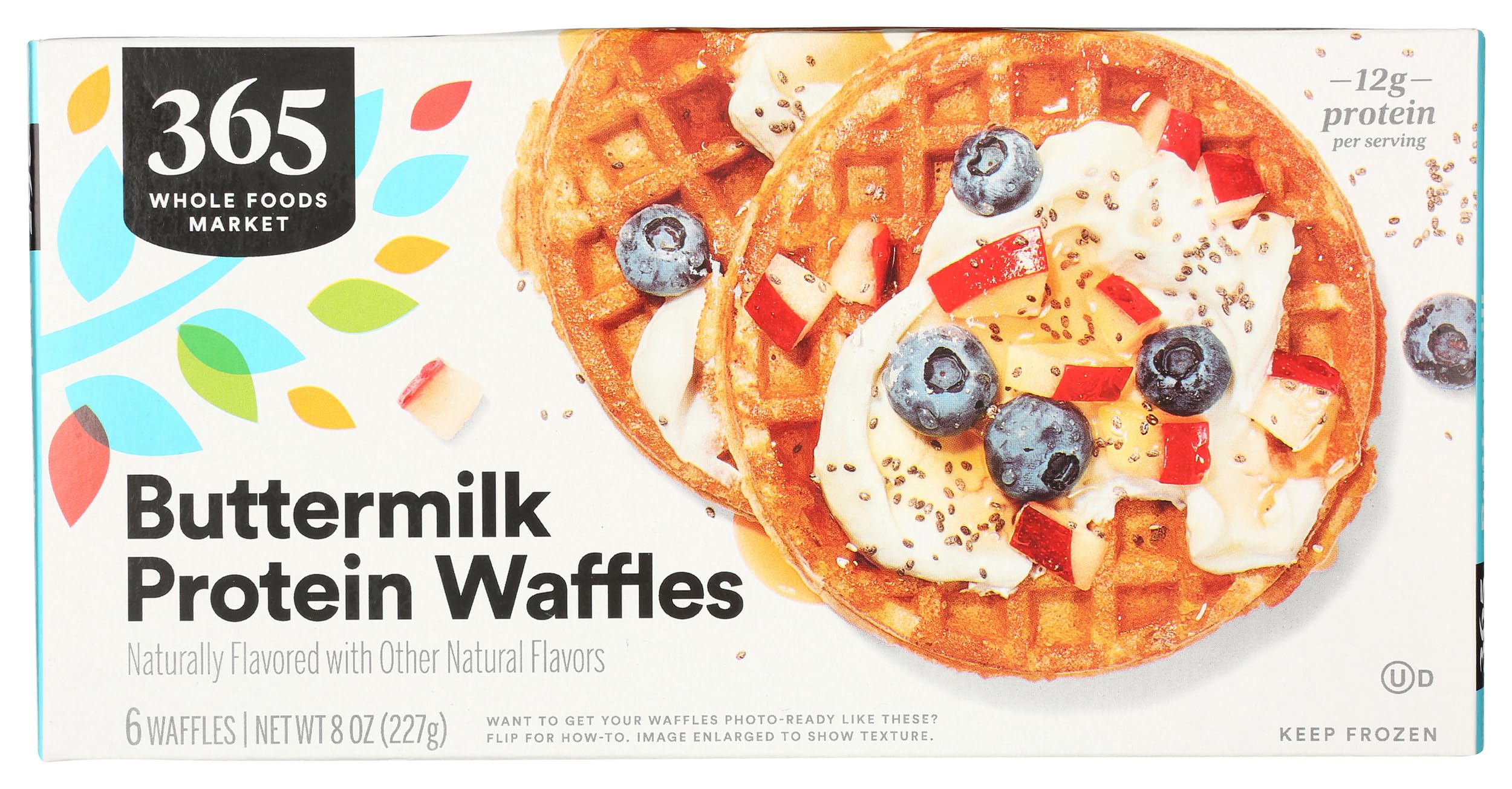 365 by Whole Foods Market, Waffles Protein Buttermilk 6 Count, 8 Ounce