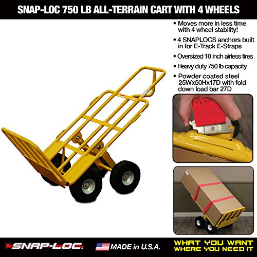 All-Terrain Hand CART 4 Wheel with 750 lb Ccapacity and 10 inch Airless Wheels