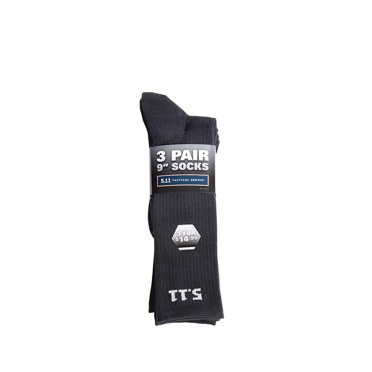 5.11 Tactical 59121 9-Inch Sock (Pack of 3), Black, Large
