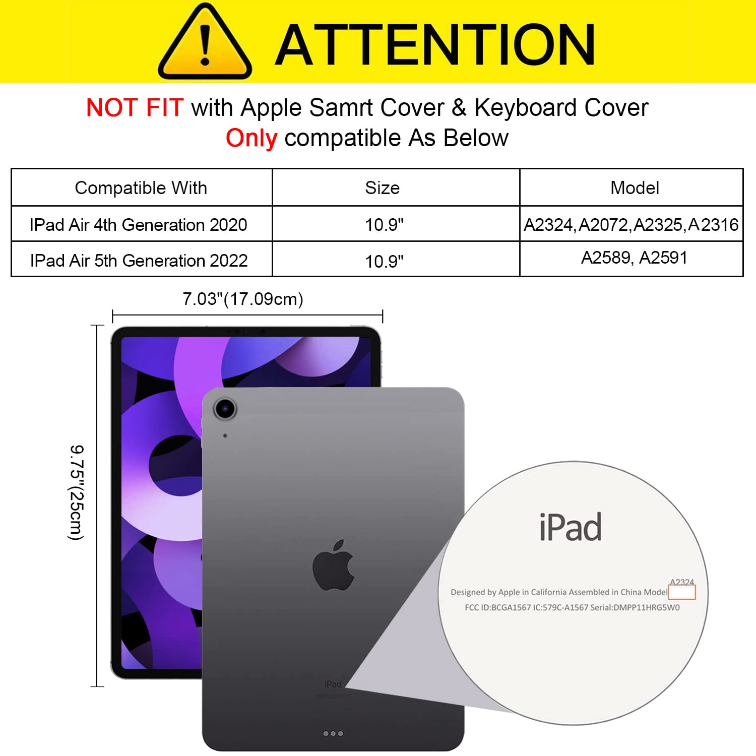 HBorna Clear Case for 10.9" iPad Air 5th Generation 2022 / iPad Air 4th Generation 2020, Support Apple Pencil 2nd Gen Charging, Slim Lightweight Silicon Back Cover