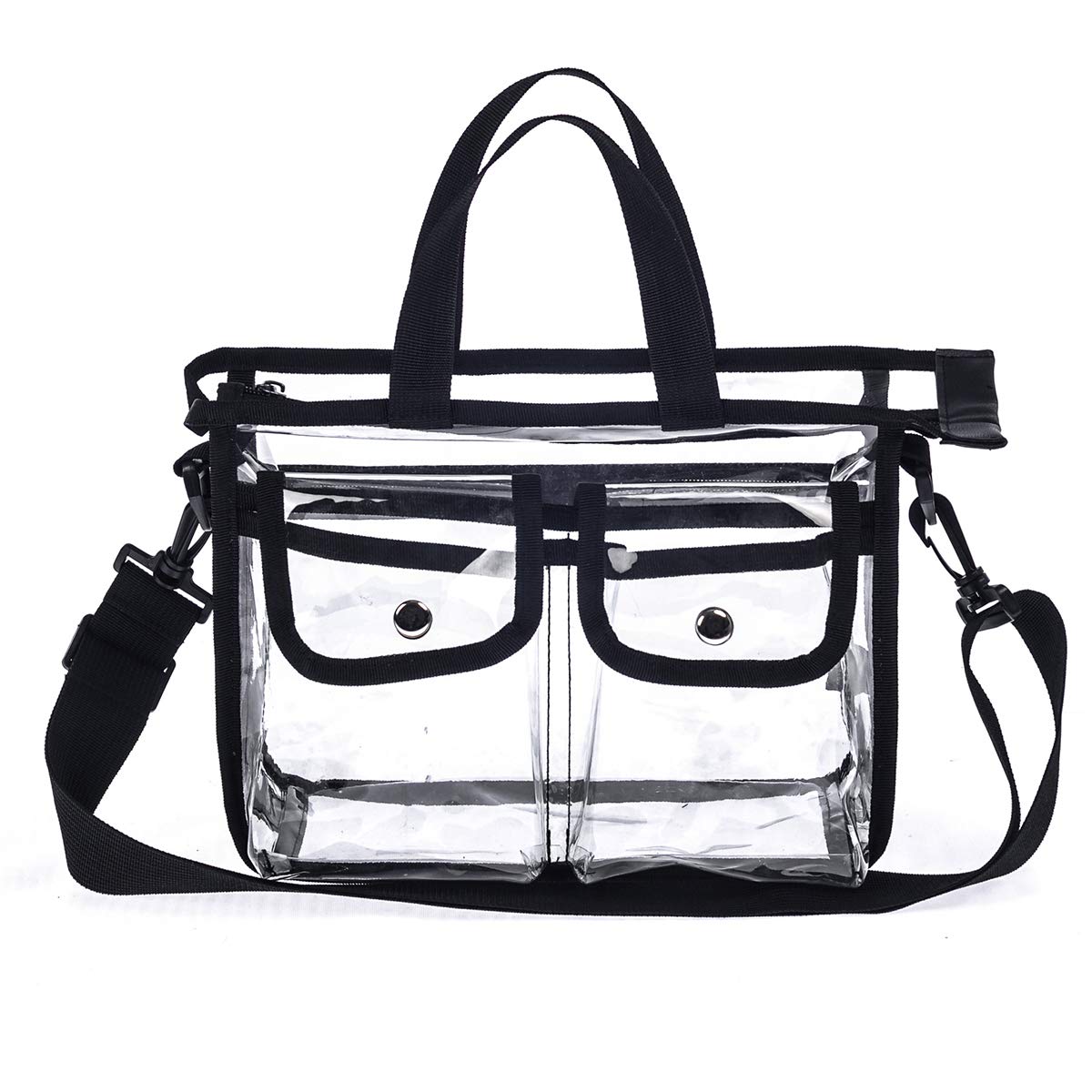Jula Vance Medium Clear PVC Makeup Artist Set Bag Transparent Cosmetic Storage Bag Travel Make up Kits Organizer MUA Bag Stadium Approved Clear Tote Bag with Removable Shoulder Strap