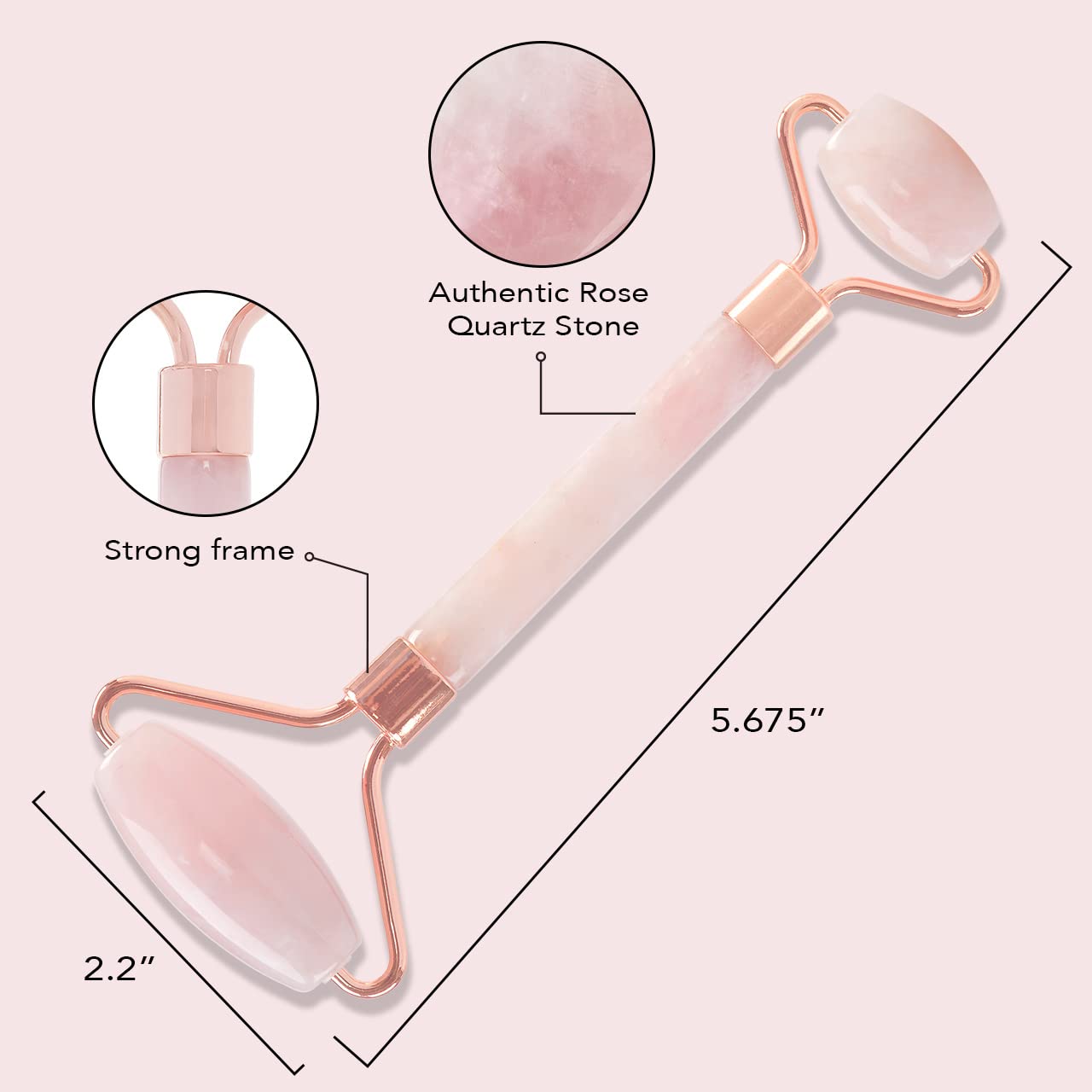 Kitsch Face Massager Rose Quartz Face Roller for Skin Care, Facial Roller & Jade Roller for Face Aging Wrinkles and Lifting, Eye Roller for Puffy Eyes, Rose Quartz Roller for Face Neck Fine Lines 1 Pc