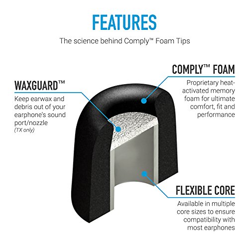 Comply Foam Premium Earphone Tips - Isolation T-100 (Multi-Color, 3-Pairs, S/M/L)