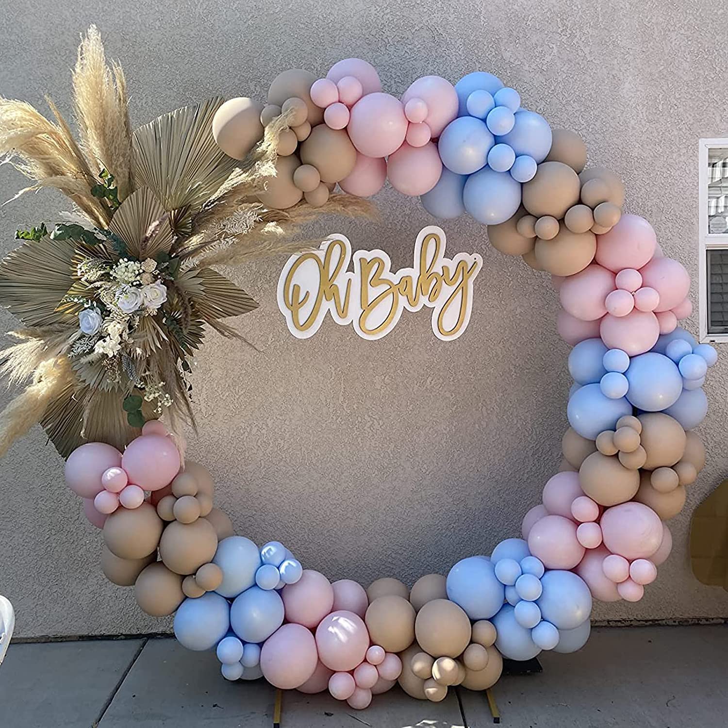 6.6FT White Round Backdrop Stand for Parties, Circle Wedding Arch Ring Backdrop Stand, Metal Balloon Flower Arch Holder Stand for Wedding,Birthday Party,Baby Shower…