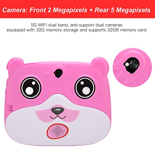 7 Inch Tablet, Kids Tablet Little Bear Shaped 2GB 32GB 5000mAh Octa Core CPU, Toddler Tablet 5G WiFi Dual Band 100‑240V (US Plug)