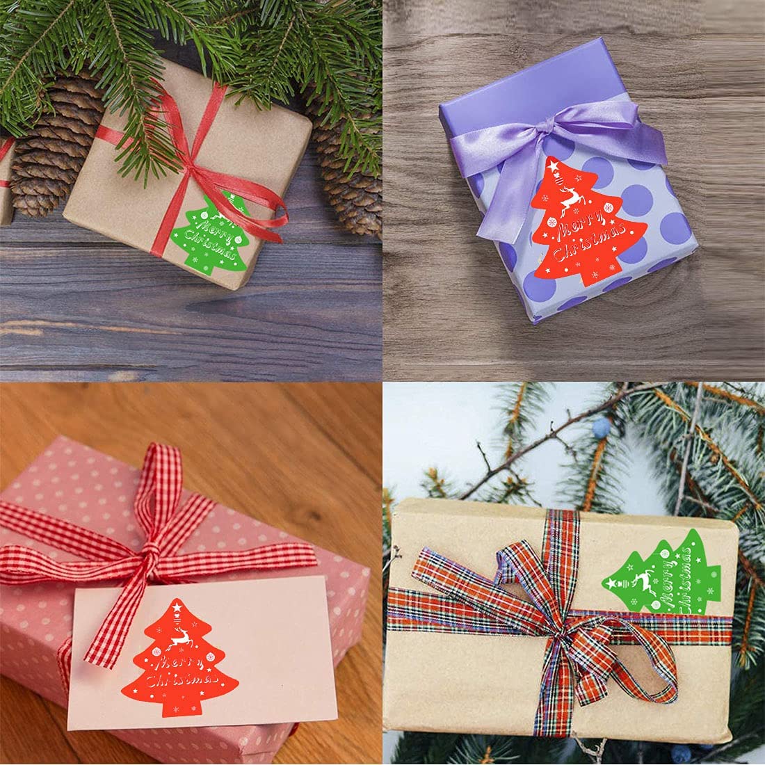 320 pcs Christmas Tree Stickers 2.3 X 2.5 inch Christmas Stickers for Envelopes Merry Christmas Holiday Sticker with Christmas Elements Tree Design for Cards Gift Envelope Arts and Crafts