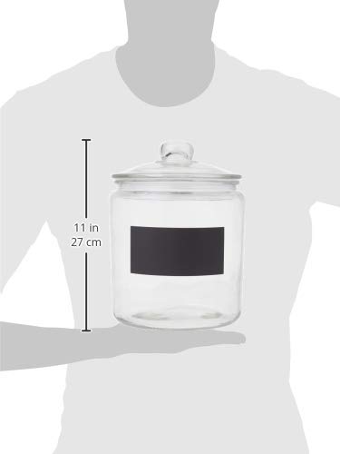 Circleware Large 1.1 Gallon Mason Jar Chalkboard Glass Canister with Lid and Handle, Kitchen Glassware Food Beverage Preserving Container.
