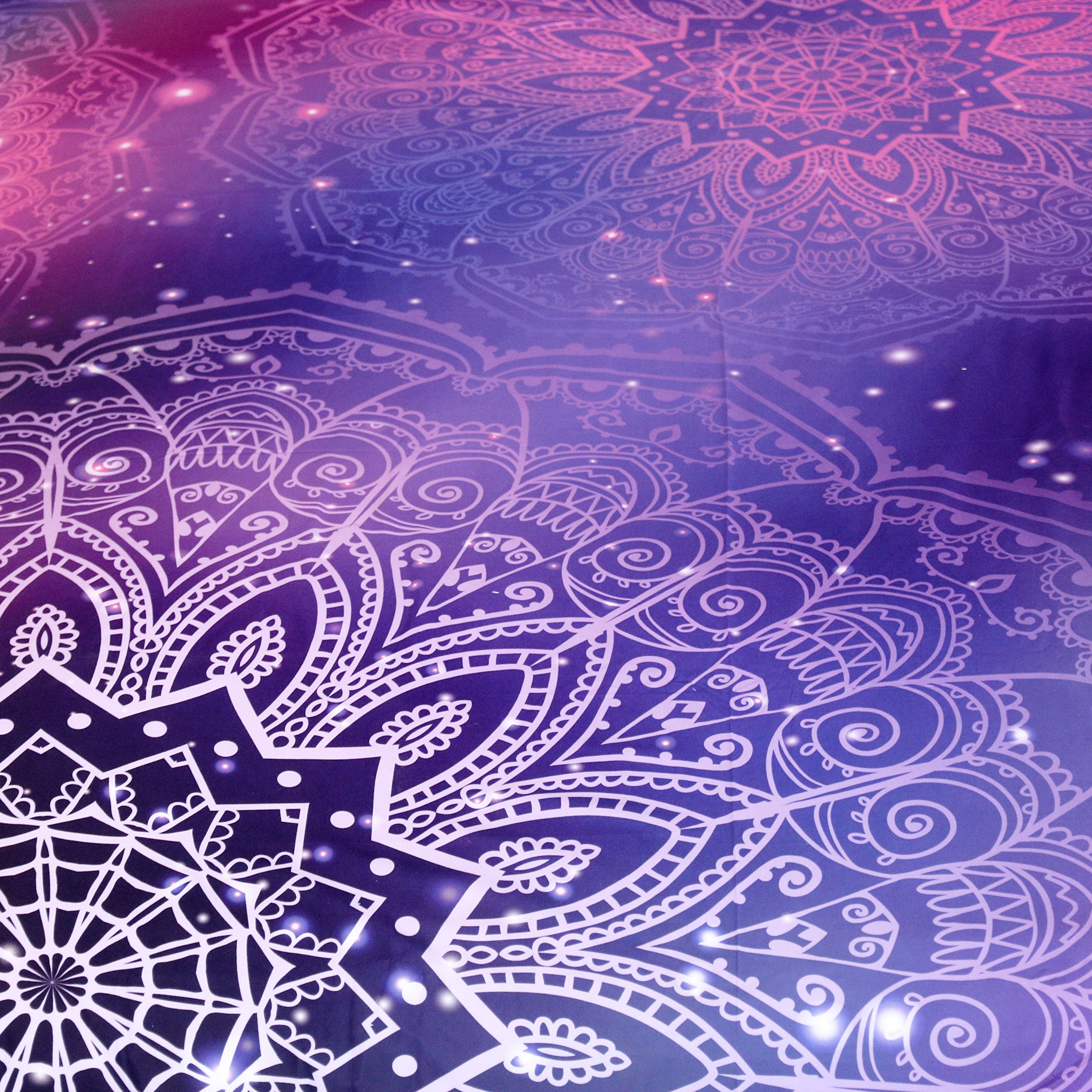 ARIGHTEX Iridescent Pink Purple Blue Mandala Duvet Cover 3 Pcs Boho Bedding Set Girly Duvet Cover (Twin)